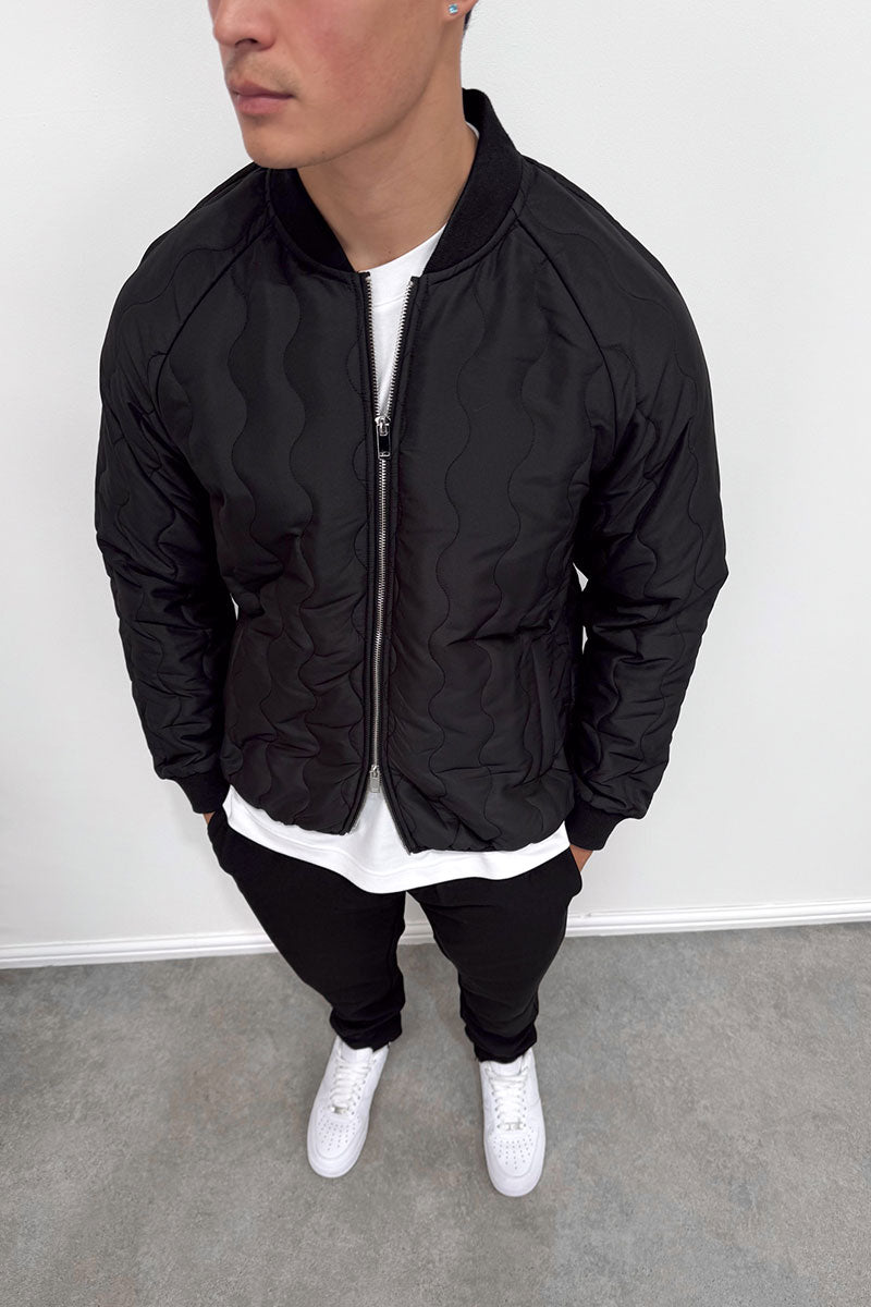 Quilted Ripstop Bomber Jacket - Black – JK Attire